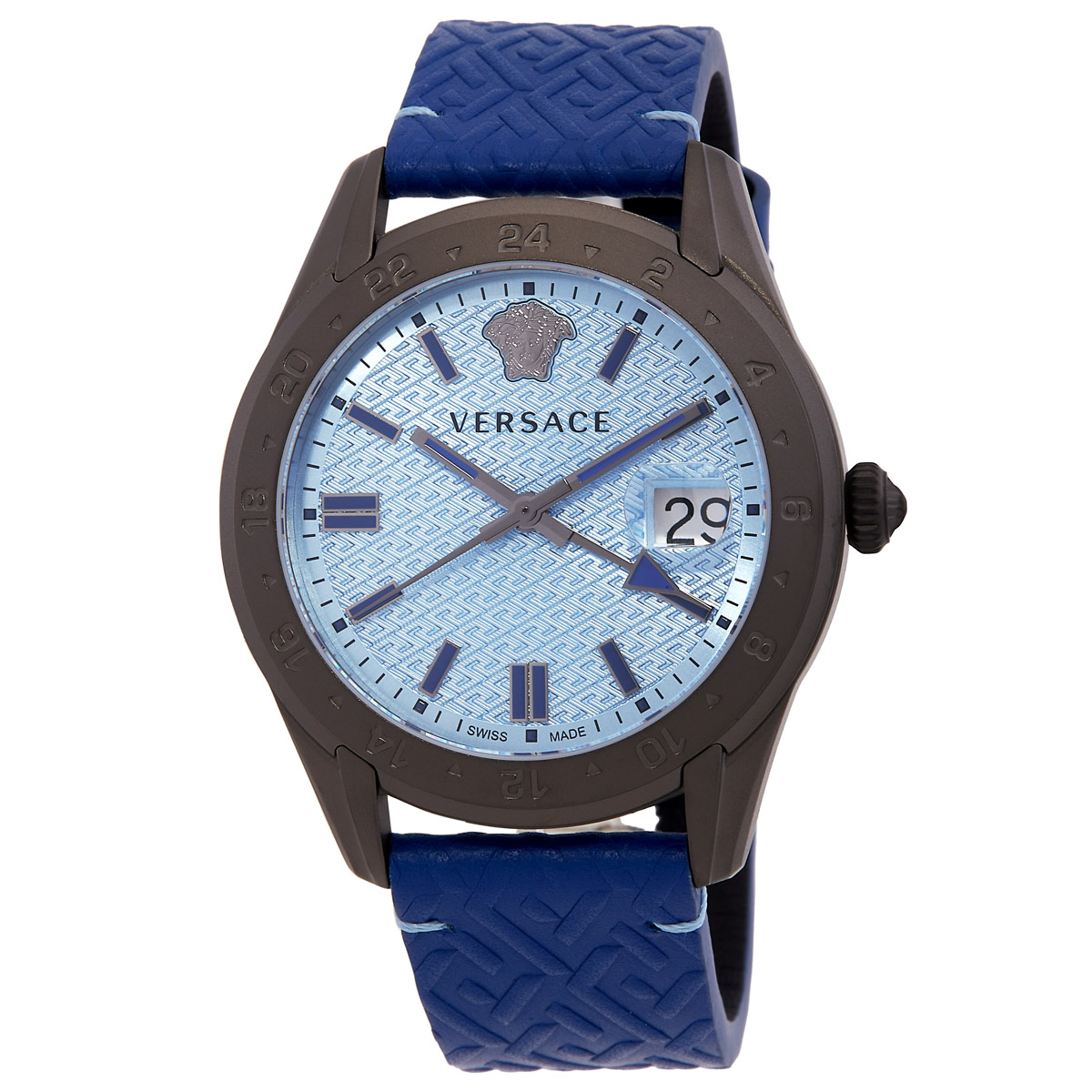 Versace Greca Time Gmt Quartz Blue Dial Men's Watch VE7C00423 ...