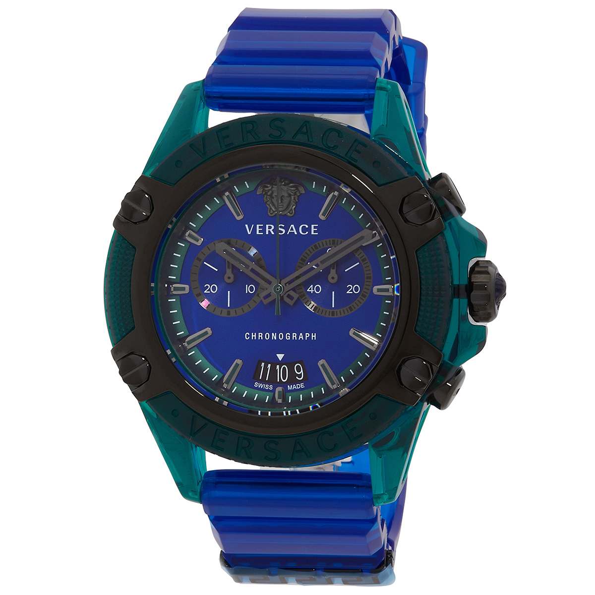 Versace Icon Active Chronograph Quartz Blue Dial Men's Watch VEZ701122 ...