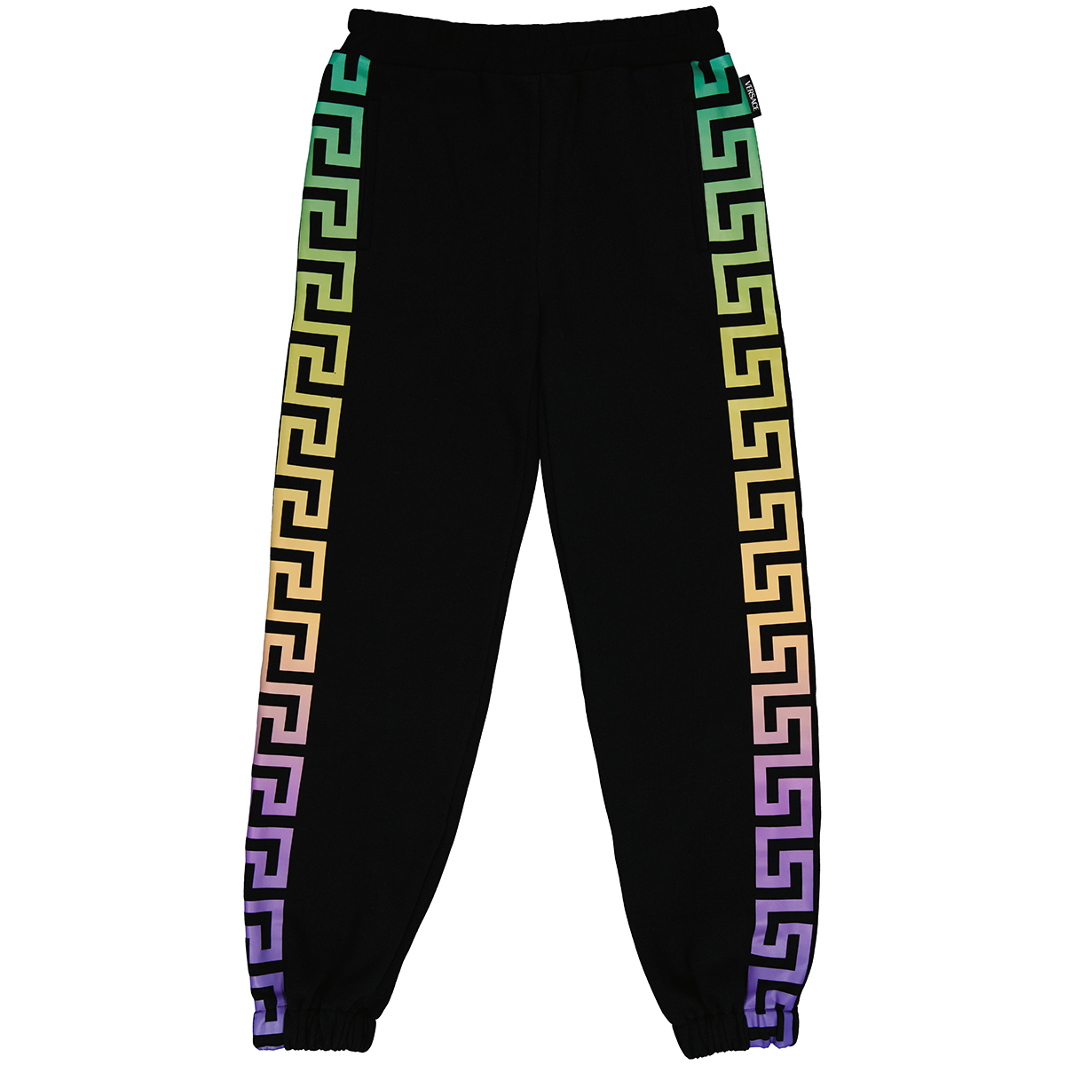 Versace Ladies Black/Multicolor Greca Elasticated Waist Trackpants ...