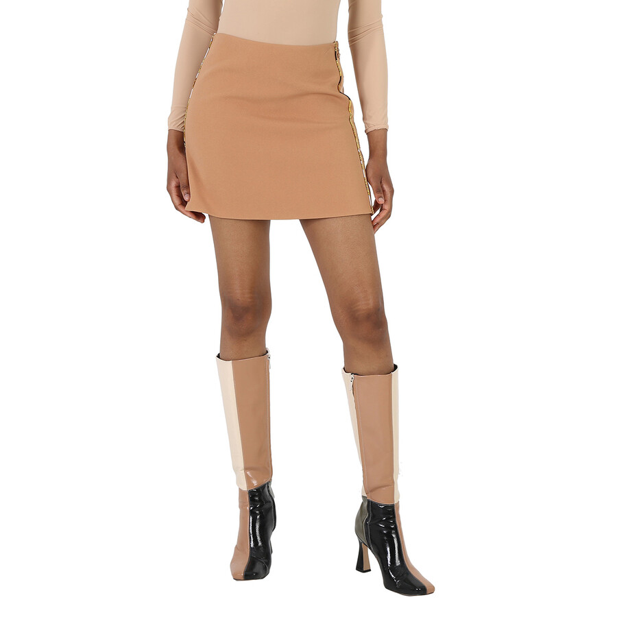 Versace Ladies Caramel Baroque Print Piping Mini Skirt, Brand Size 36 ...
