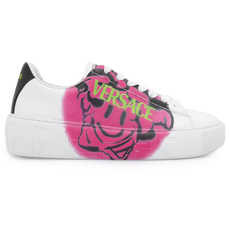 Versace Ladies Smiley Medusa Logo Print Sneakers, Brand Size 38 ( US ...
