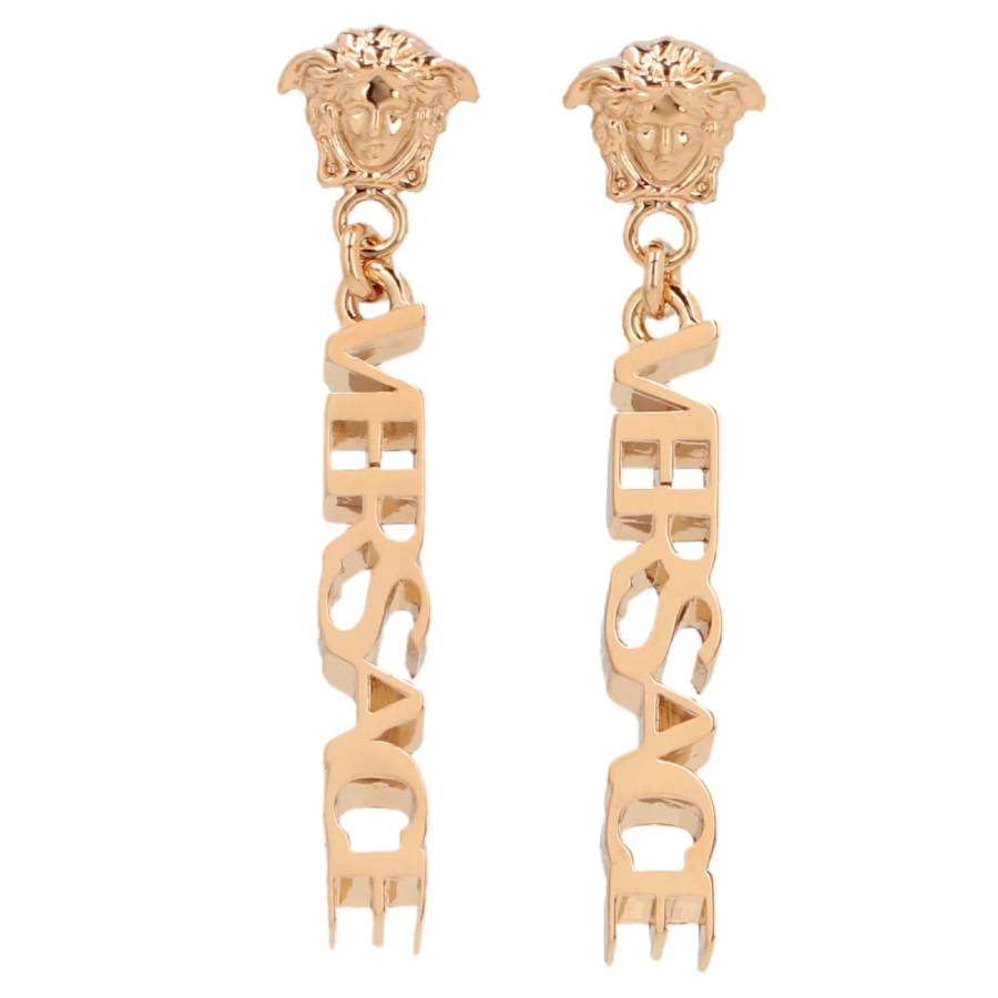 Versace Logo Drop Earrings in Gold 1002273-1A00620-3J000 8052045504199 ...