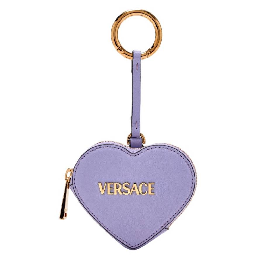 Versace Logo Heart Shape Coin Purse 1019350-1A13171-LILLAC-VERSACE GOLD ...