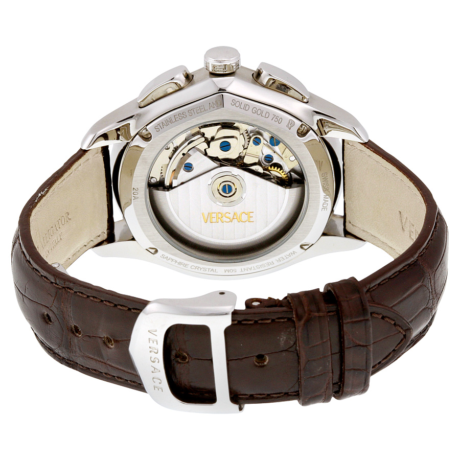 Versace Master Automatic White Dial Brown Leather Men's Watch ...