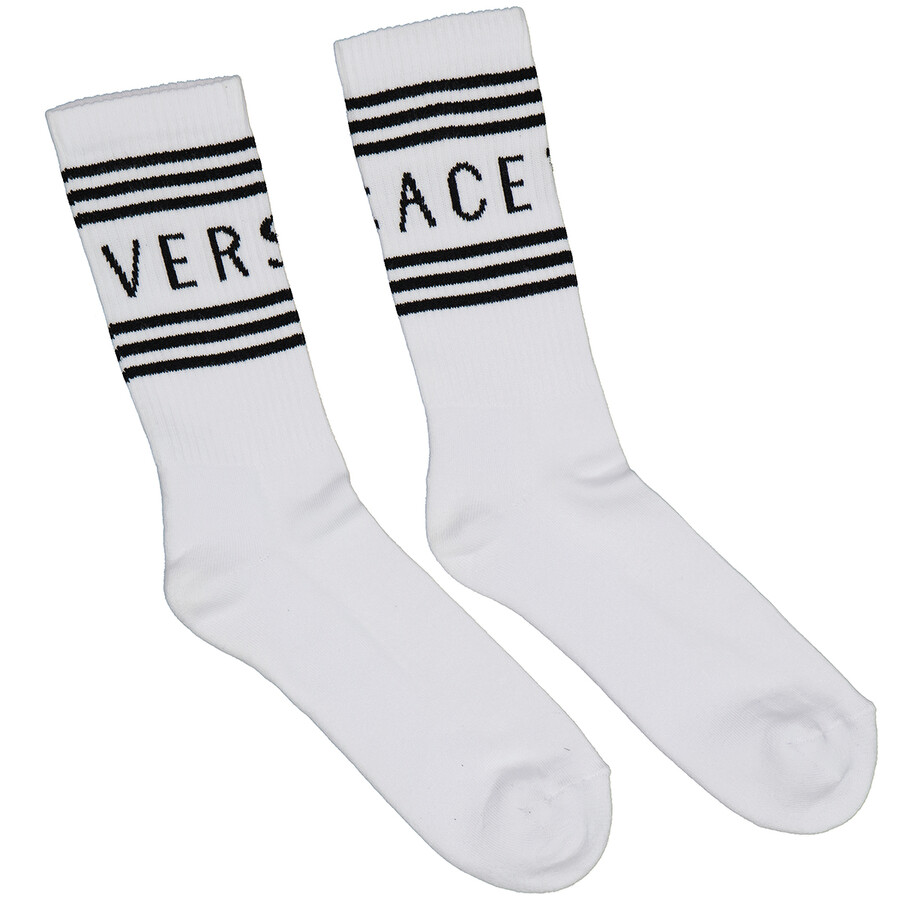Versace Men's Black Medusa Logo Cotton Socks, Brand Size Large ICZ0003 ...