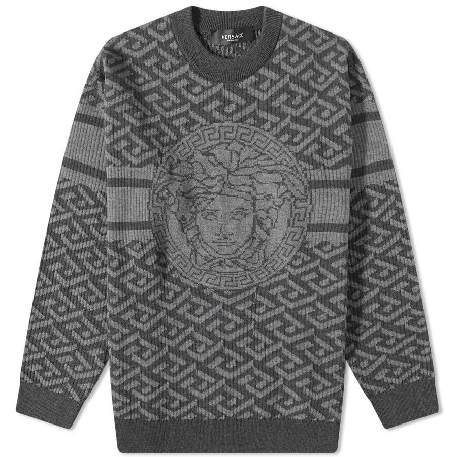 Versace Men's La Greca Medusa Monogram Jacquard Jumper, Brand Size 48 ...