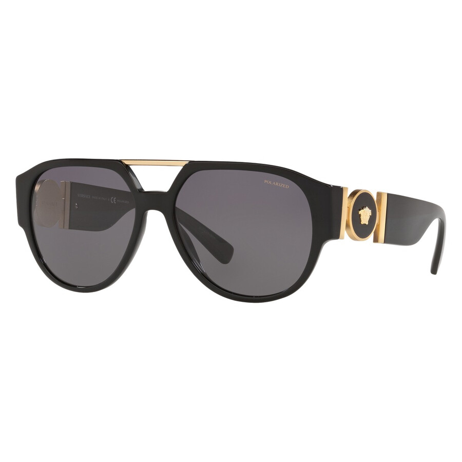 Versace Polarized Grey Pilot Men's Sunglasses VE4371 GB1/81 58 ...