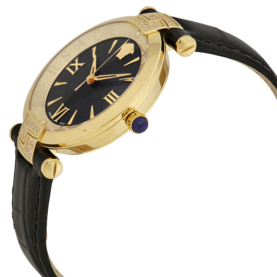 Versace Revive Black Dial Black Leather Ladies Watch VAI06 0016 ...