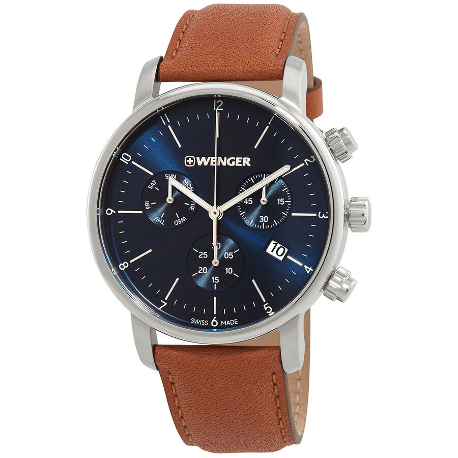 Wenger Urban Classic Chronograph Quartz Blue Dial Men's Watch 01.1743. ...
