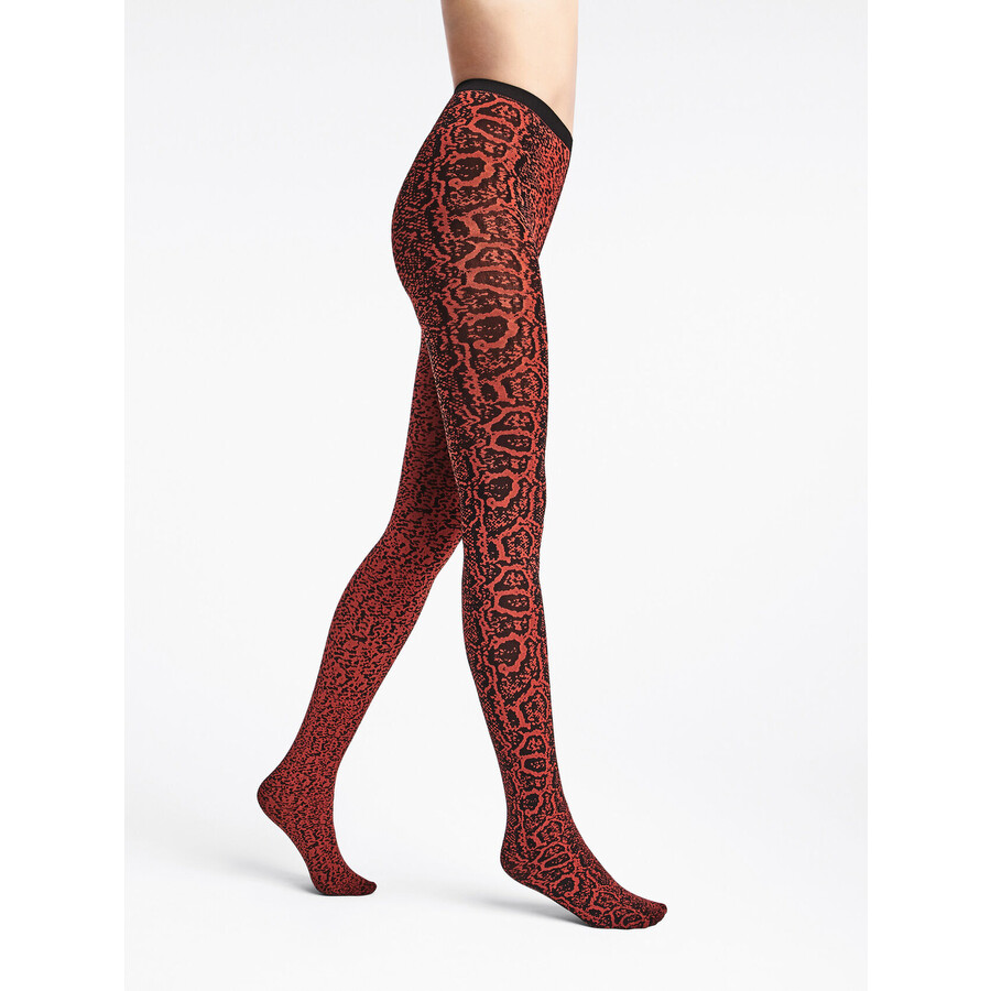 Wolford Ladies Blotched Snake Pattern Tights In Red Rust/Black, Size X ...