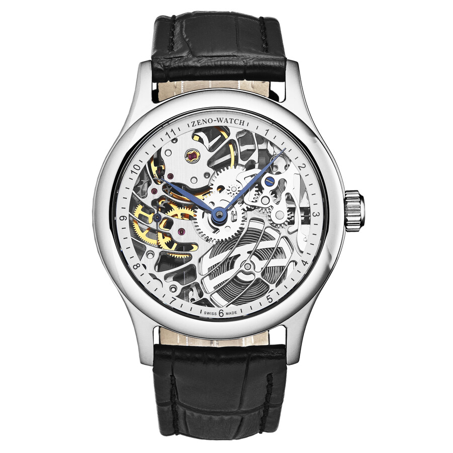 Zeno Skeleton Hand Wind Silver Dial Men's Watch 4187S-BK 7640155192224 ...