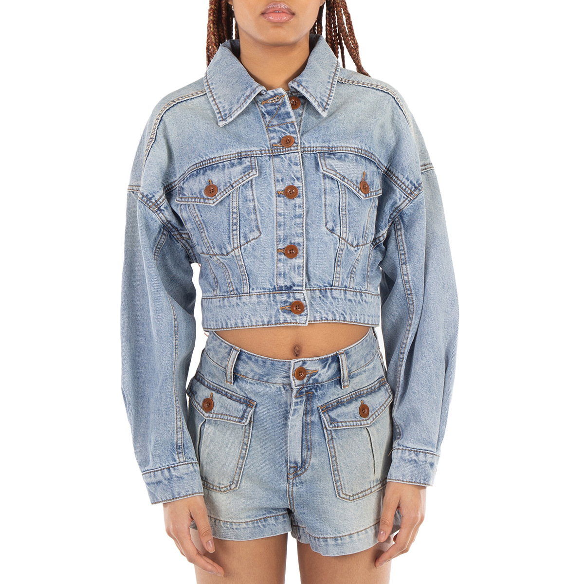 Zimmermann Cropped Denim Jacket - Faded Blue, Size XX-Small 7080JZES ...