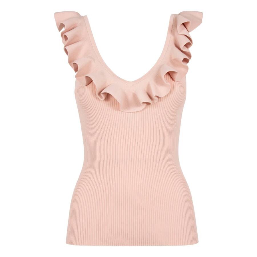 Zimmermann Dusty Pink Chintz Scoop Neck Frill Tank Top, Brand Size 1 ...
