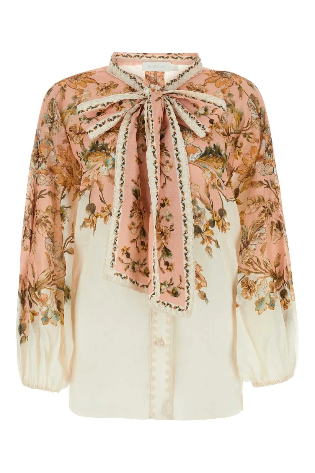 Zimmermann Pink Daisy Floral Chintz Tie Neck Blouse, Brand Size 00 (US ...